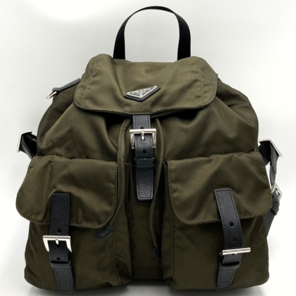 Prada | Bags | Prada Nylon Rucksack Daypack Khaki Black | Poshmark